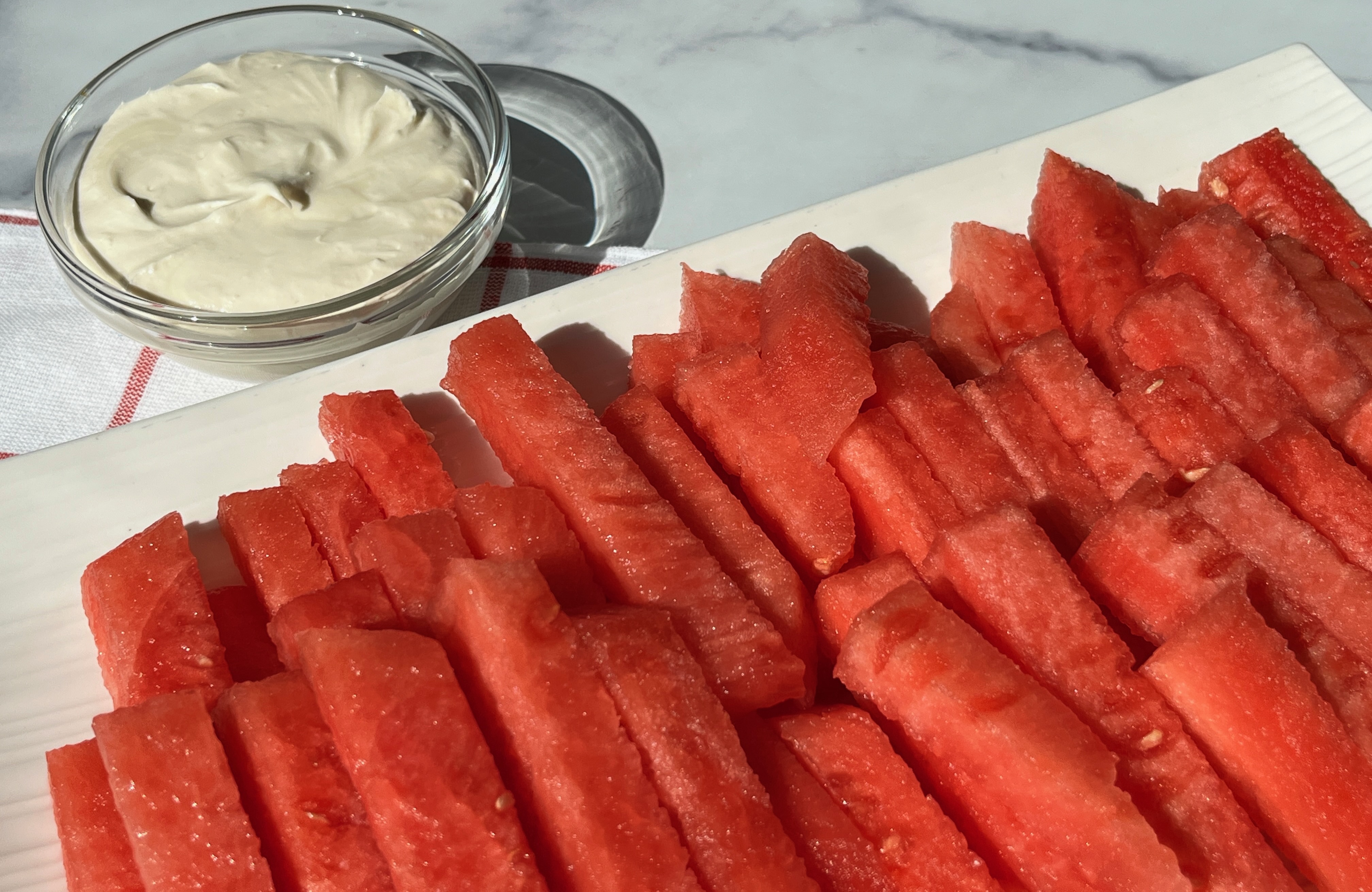 Watermelon Fries with Fruit Dip - Dina's Diner